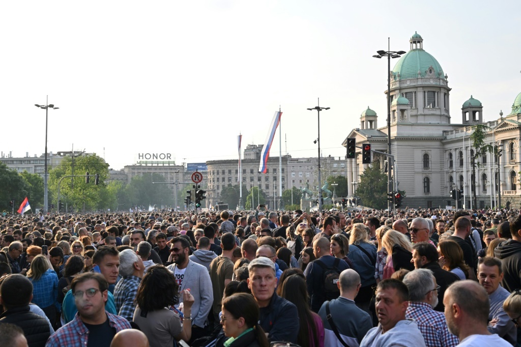 Tens of thousands protest growing wave of violence in Serbia